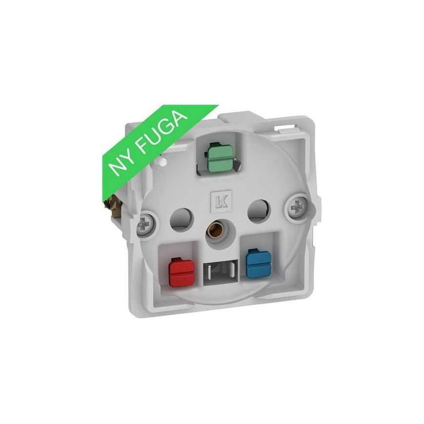 LAURITZ KNUDSEN FUGA® socket 2-pol 1 module + DK jord med LED, uden ...
