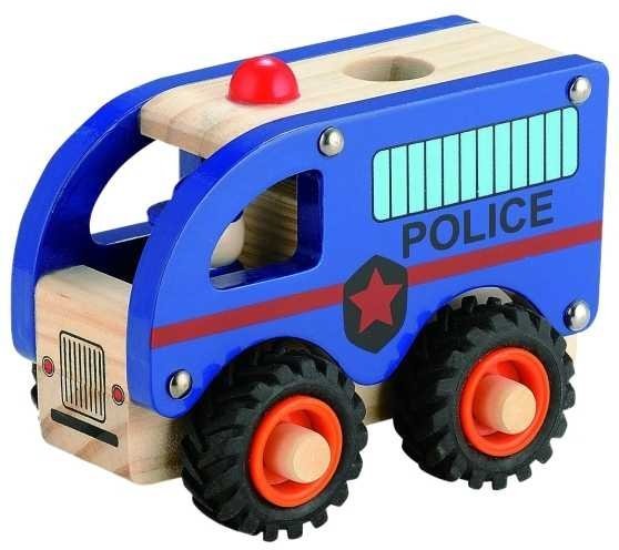 Magni Police bus in wood with rubber wheels/ Wooden Police bus w ...