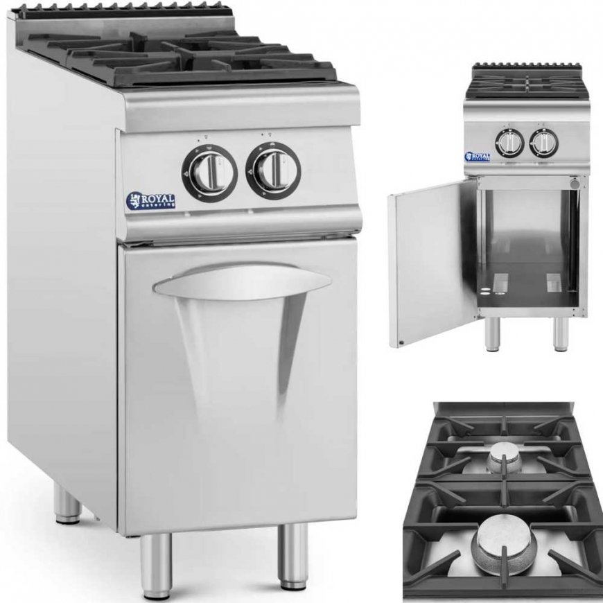 Royal Catering 2-burner gas stove with cabinet propane / LPG / natural ...