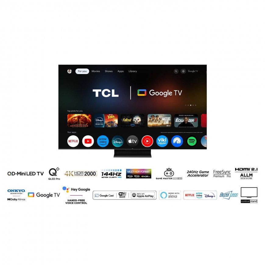 TCL C76 75C765 TV 190.5 cm (75") 4K Ultra HD Smart TV Wi-Fi Titanium ...