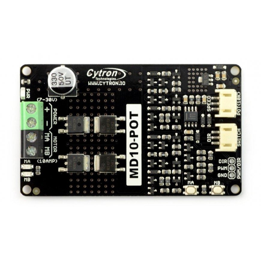 Cytron MD10-POT - DC motor controller 30V/10A + switch + potentiometer ...