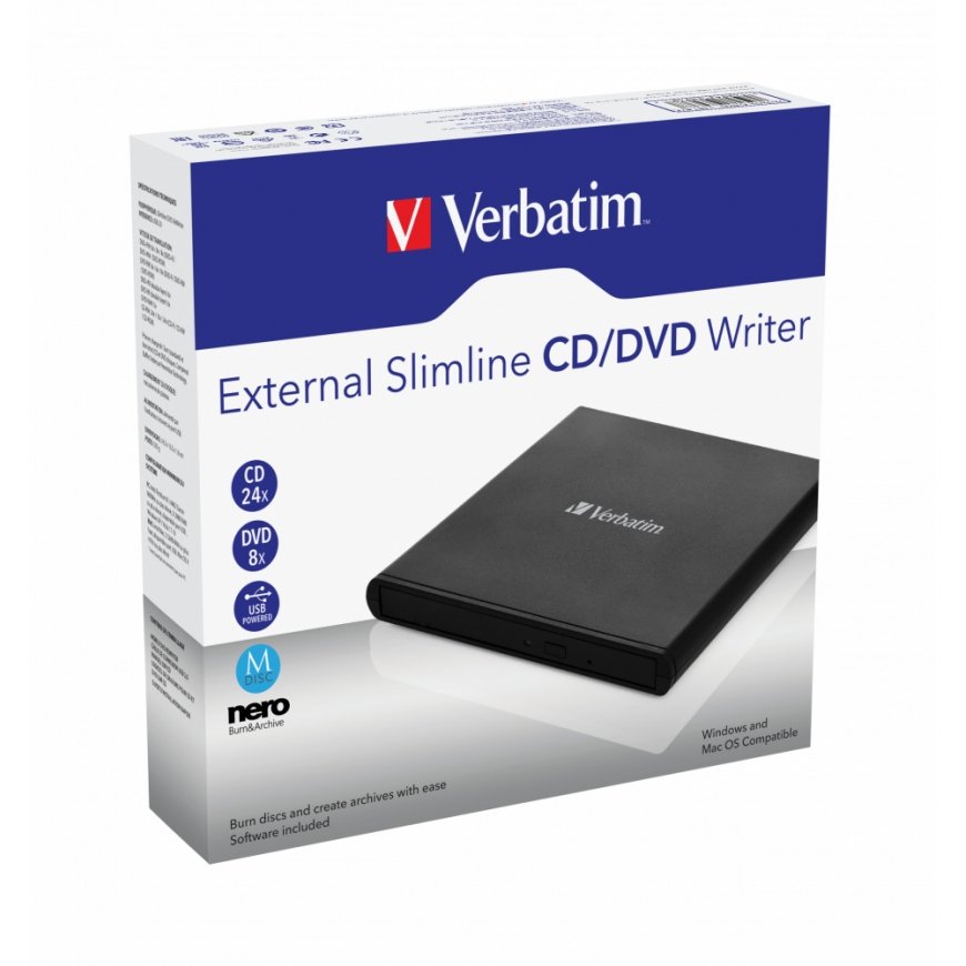 Verbatim External Slimline CD/DVD Writer optinių diskų įrenginys DVD±RW ...