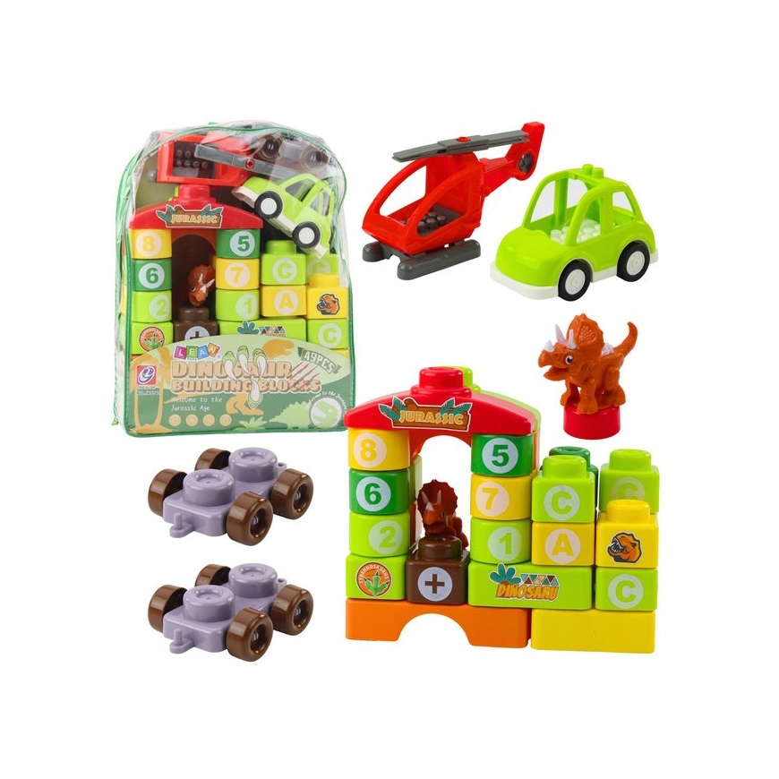 Lean Toys Educational Construction Blocks in a Backpack Dinosaurs ...