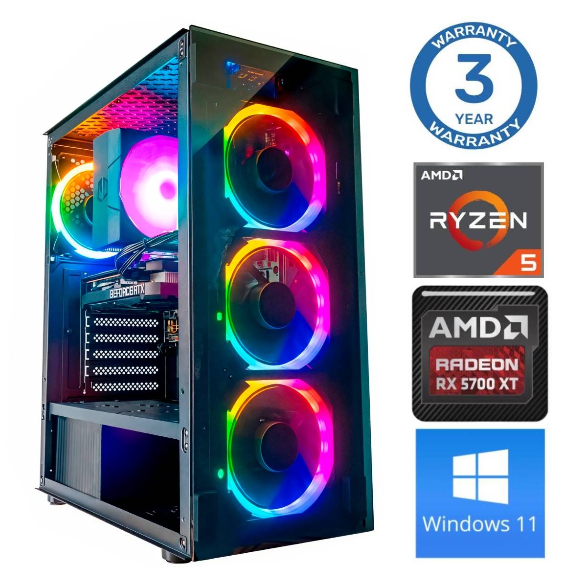 INTOP Ryzen 5 5500 16GB 1TB SSD M.2 NVME RX6600 8GB WIN11 RW65284WH ...