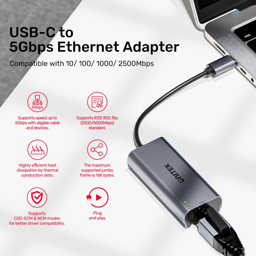 UNITEK USB-C TO RJ45 5GBPS M/F ADAPTER U1343AGY01 buy in the online ...