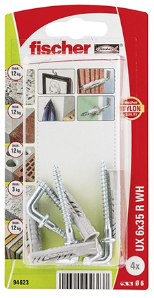 Fischer 94623 screw anchor / wall plug 4 pc(s) Screw hook & wall plug ...