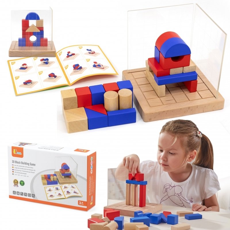 Viga Toys Viga Wooden Building Game 3D Montessori Blocks 44659 buy in ...