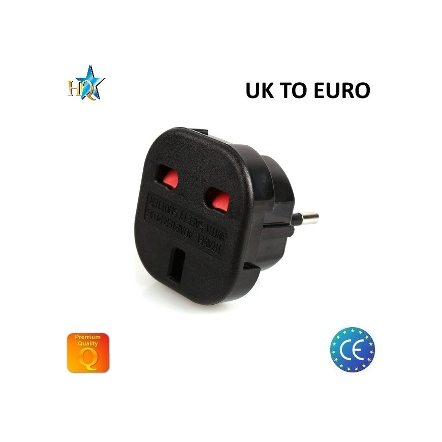 HQ Power Plug adapter from UK (United Kingdom) 3pin to Euro Socket - UK ...