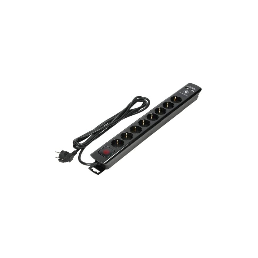Orno Surge protection strip, 8 sockets 2P+Z (Schuko), cable 3x1.5mm2, 3m, with double circuit ...