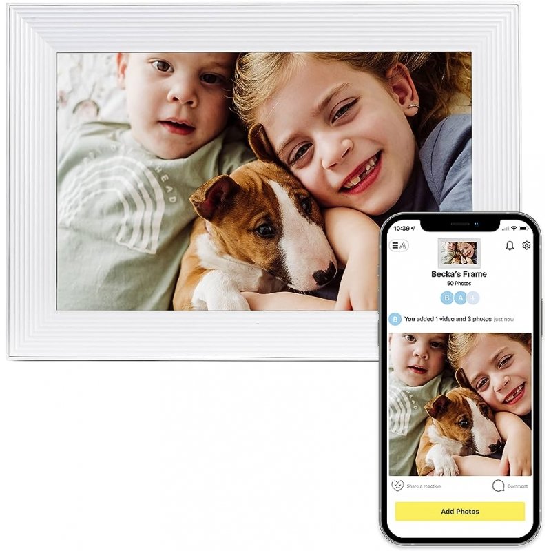 Aura Frames AF900 Auraframe Carver, Sea Salt 10" Digital Photo Frame ...