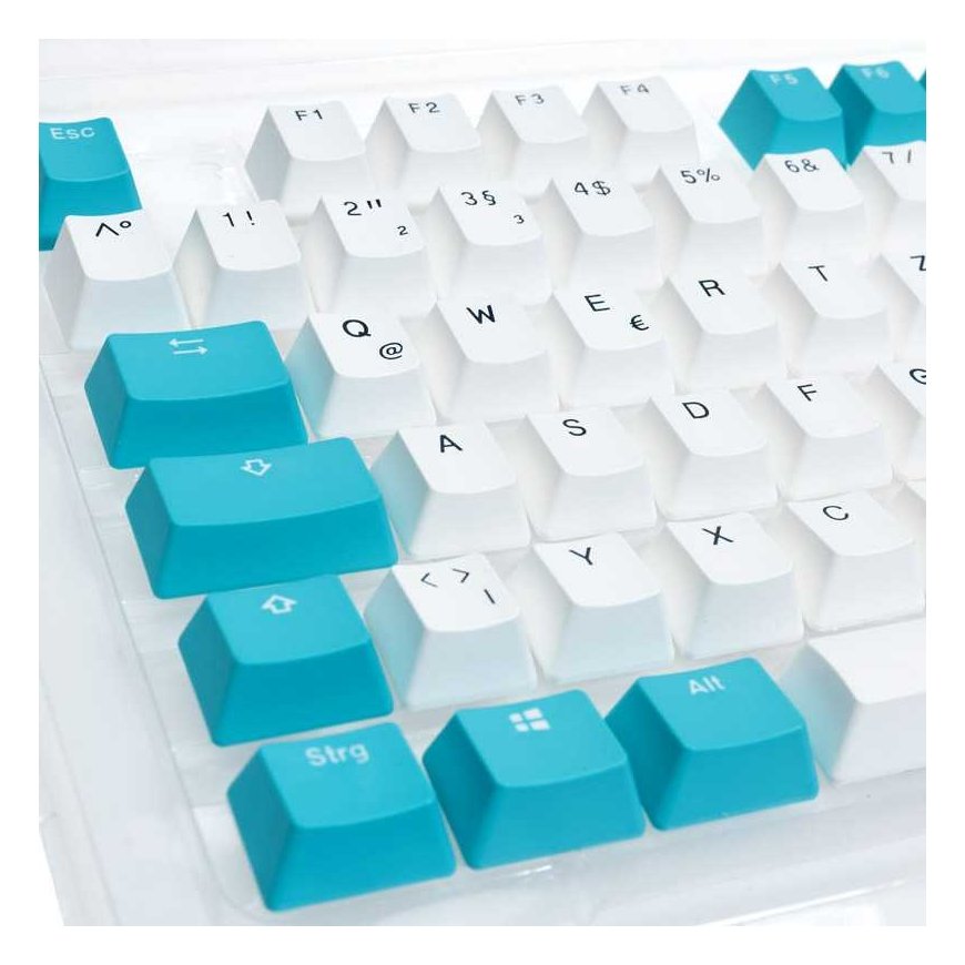 Keyboard Ducky Keycap Set, PBT, ISO (DE) - white/blue DKSA109-DEPDBWZOT ...