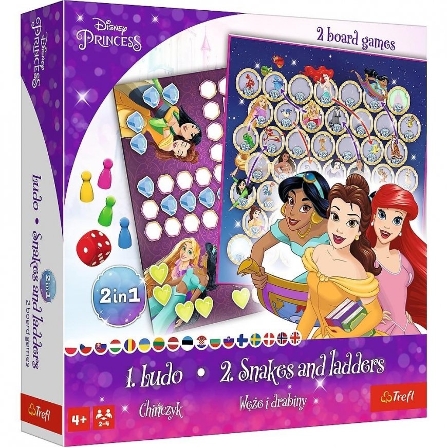 Disney Princess Trefl Chinese/Snakes and Ladders 2 in 1 game, Disney ...