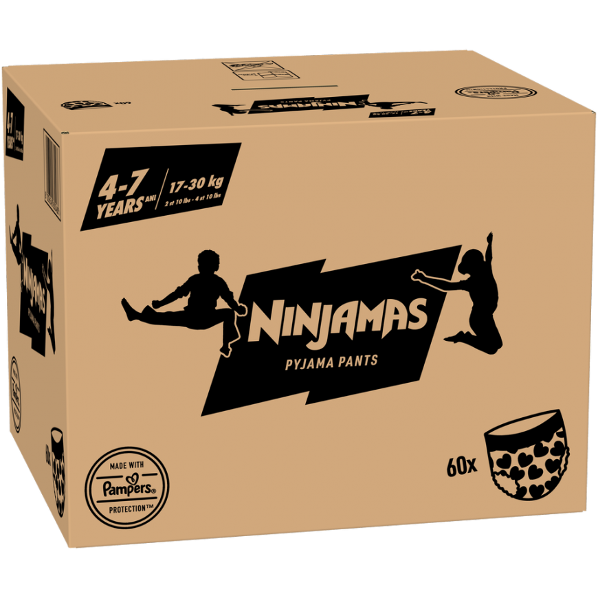 Pampers Ninjamas Pajama Pants Heart, 60 Diapers, 17-30 kg 80756321 buy ...